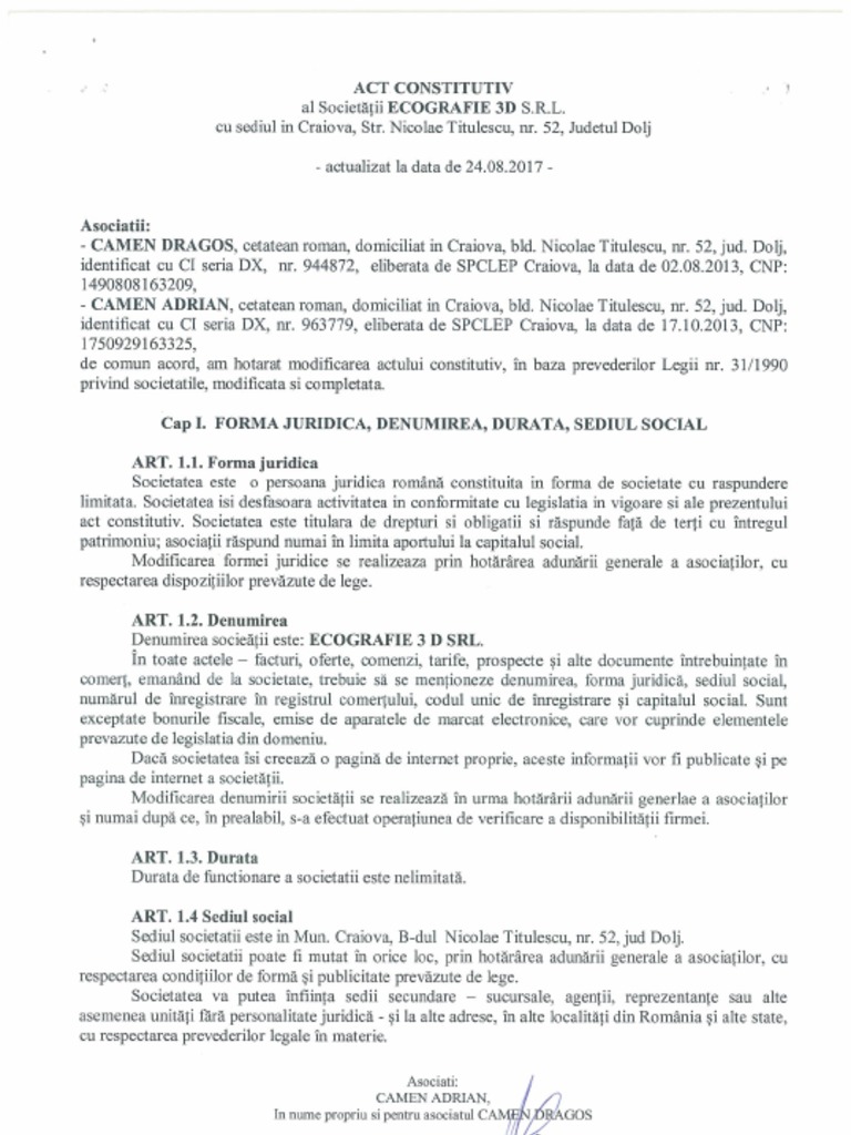 Act Constitutiv | PDF