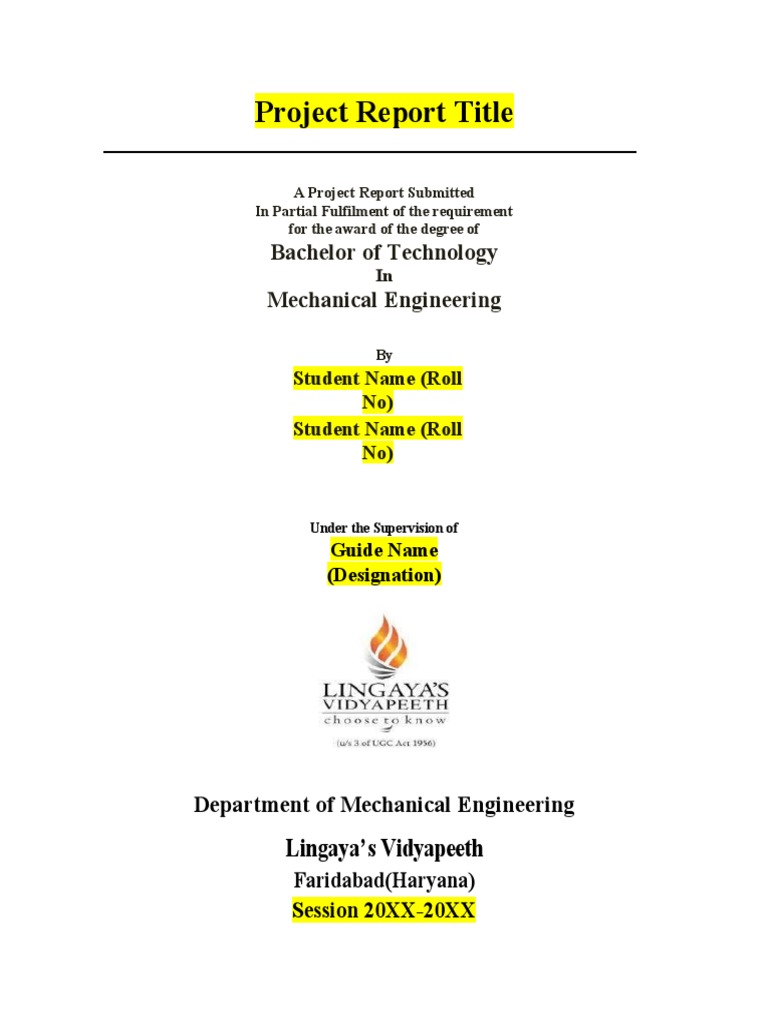 Project Report Format Lingayas Vidyapeeth | PDF | 3 D Printing | Automation