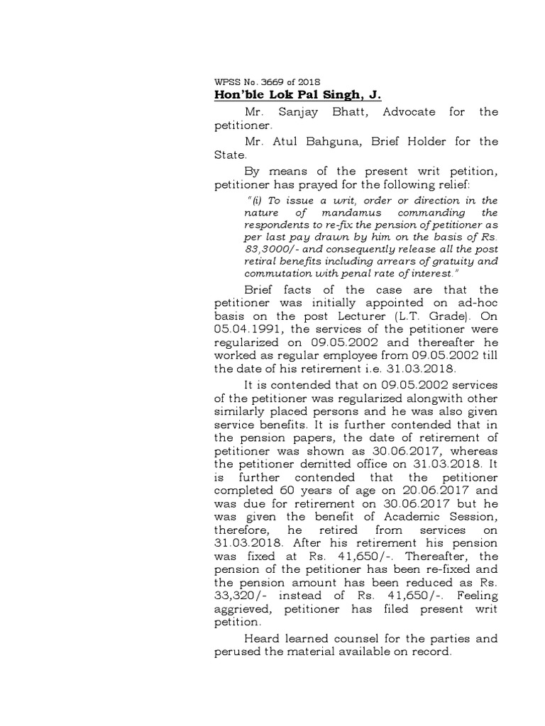 Lalit Mohan Pandey Uttarakhand Pension | PDF | Pension | Government