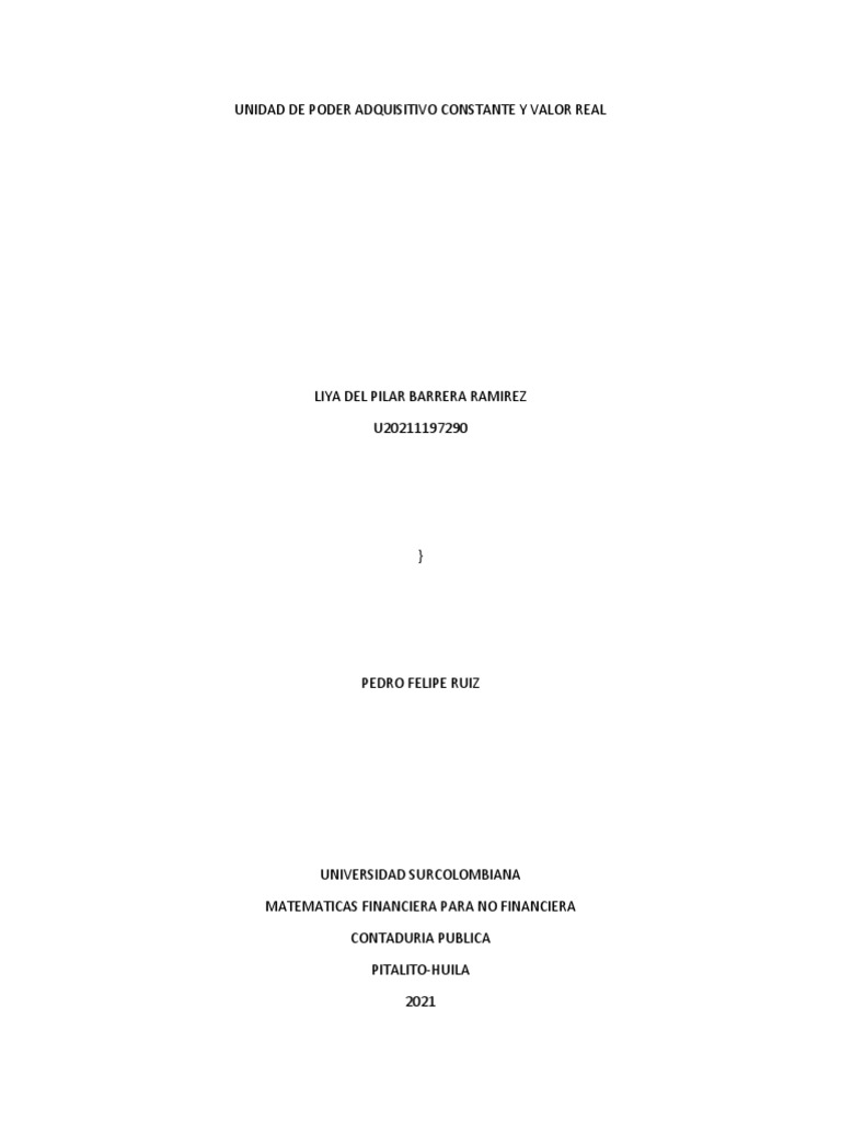 Unidad de Poder Adquisitivo | Descargar gratis PDF | Inflación | Índice ...