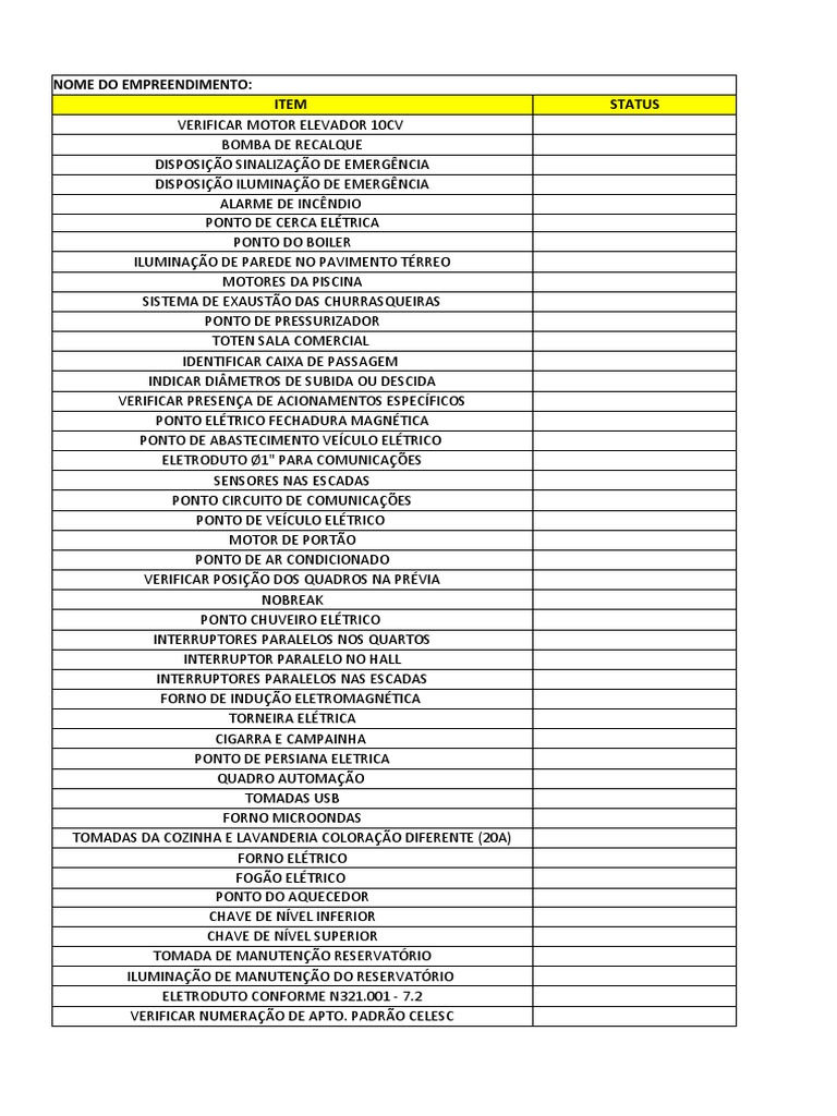 Checklist Conferência Projeos | PDF