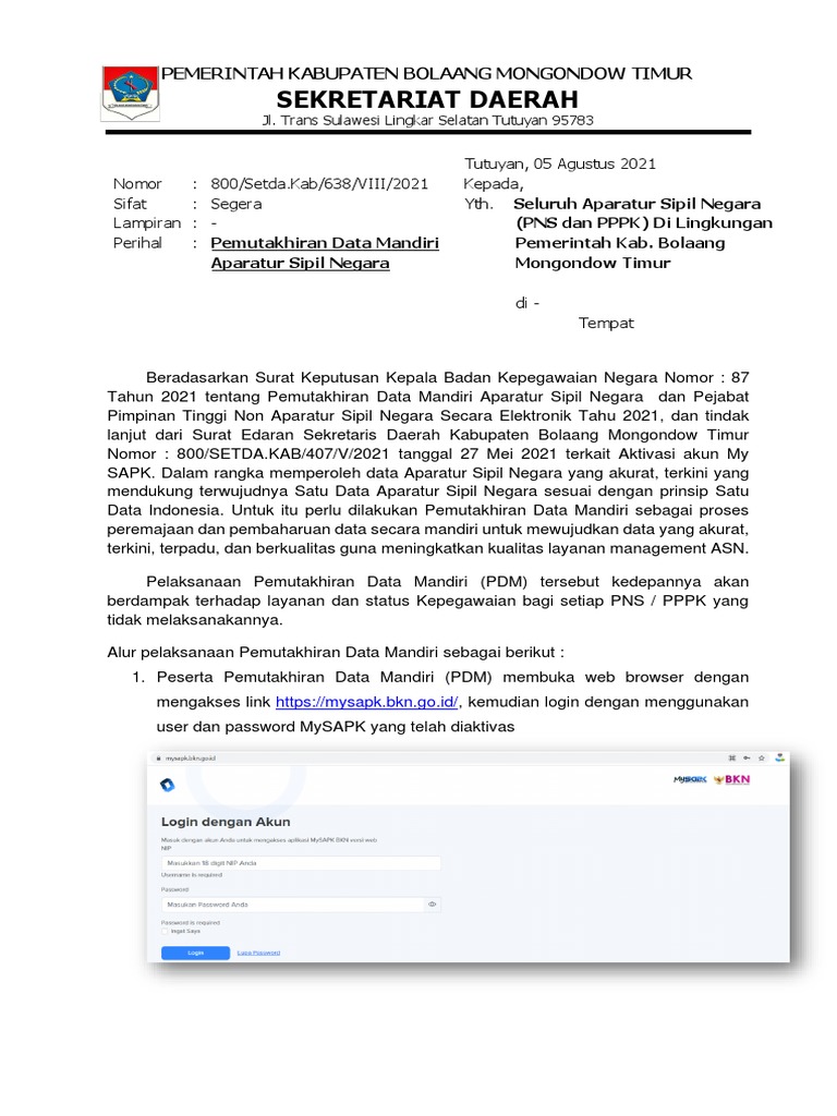 Surat Edaran Pemutakhiran Data Mandiri | PDF