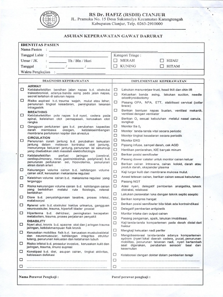 Form Askep IGD | PDF
