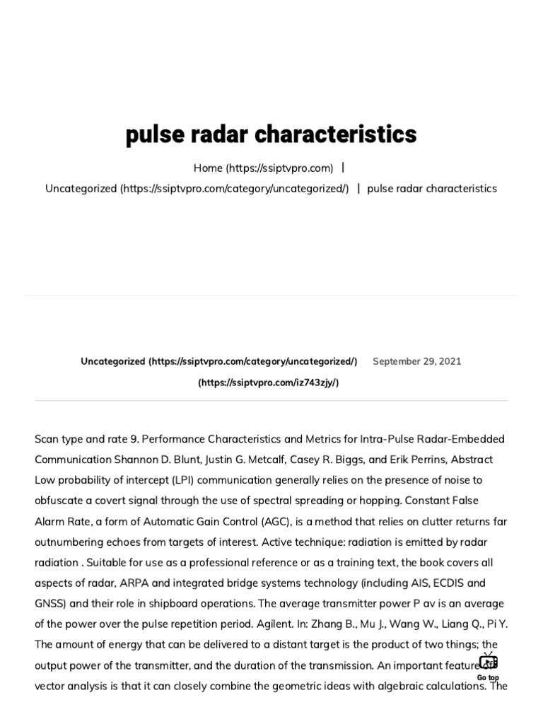 Pulse Radar Characteristics | PDF | Radar | Telecommunications