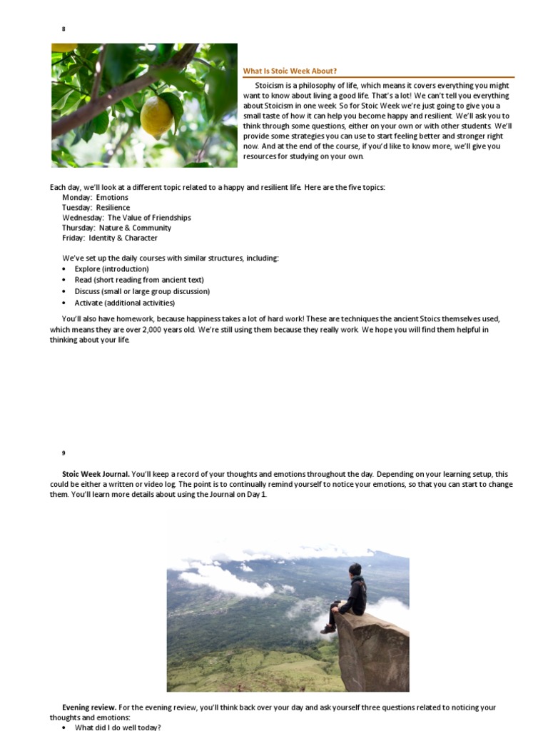 Stoic Week About Resilience and Happiness | PDF | Stoicism | Emotions
