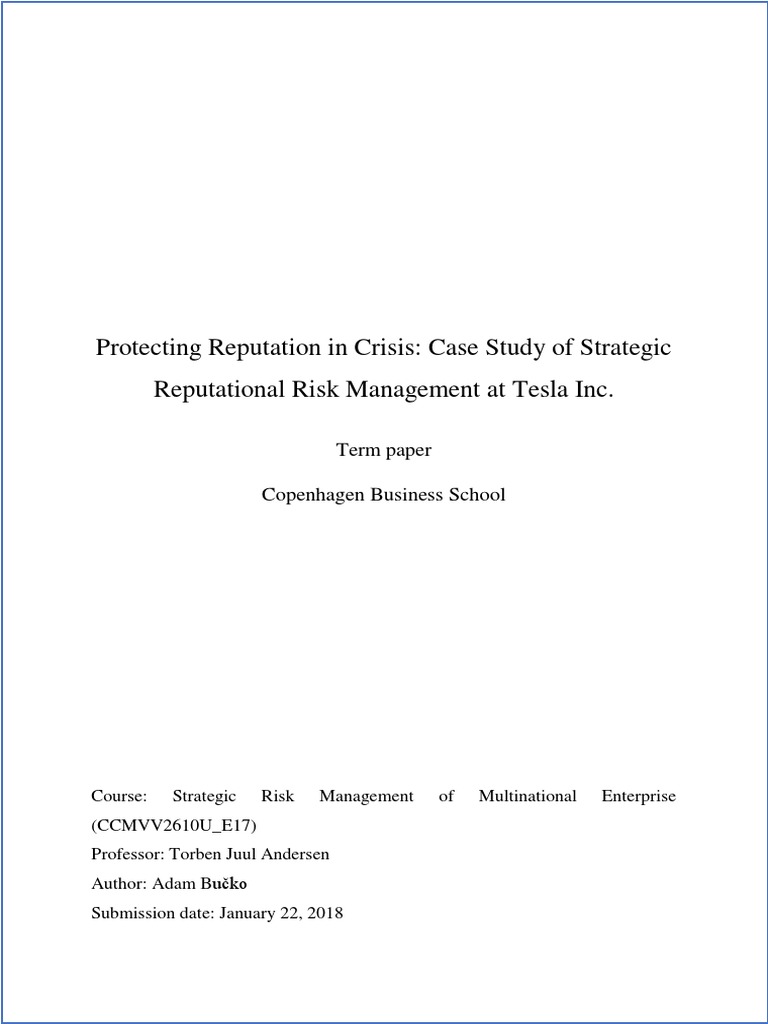 Tesla Case Study | PDF | Reputation | Risk