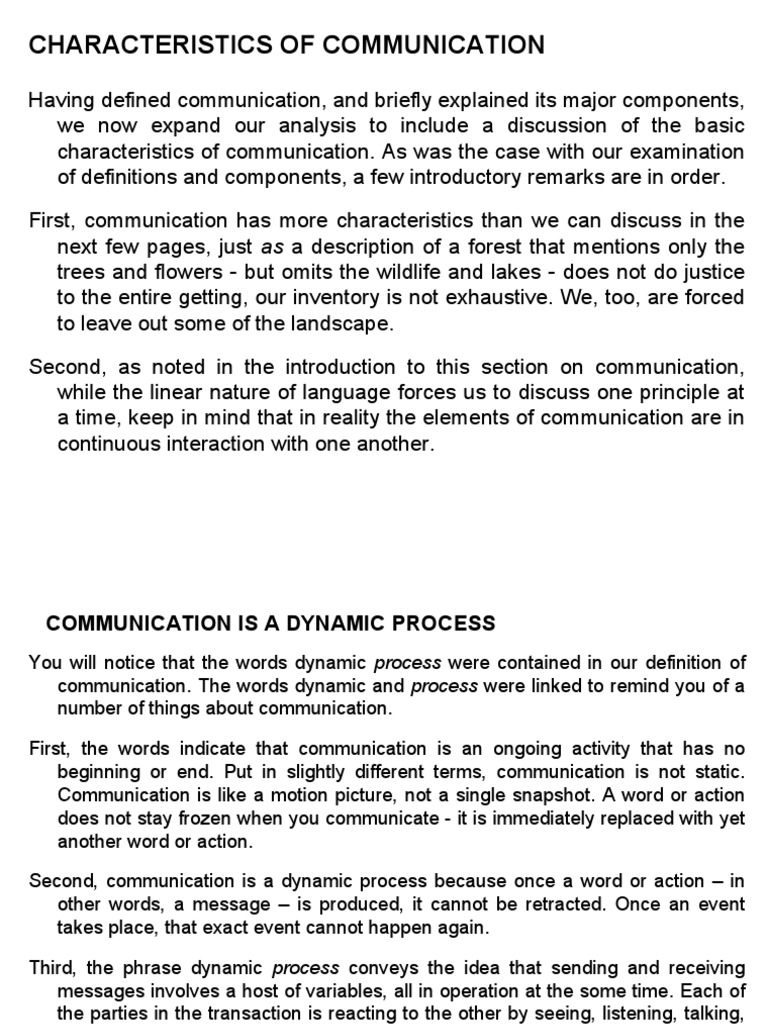 Key Characteristics of Communication | PDF | Communication | Thought