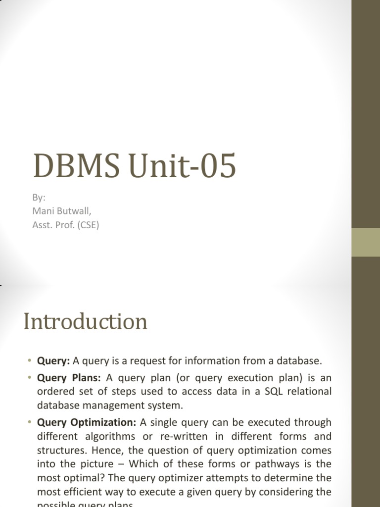 DBMS Unit-05: By: Mani Butwall, Asst. Prof. (CSE) | PDF | Databases | Relational Model