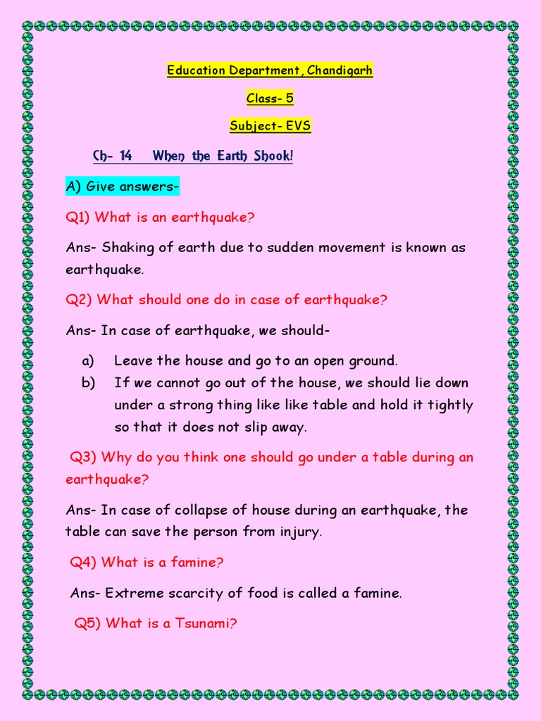 Class 5 EVS: Earthquake Insights | PDF | Earthquakes | Natural Disasters