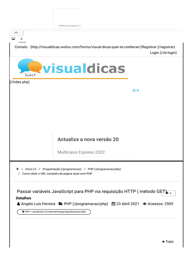 Passar Variáveis JavaScript para PHP Via Requisição HTTP (Método GET ...