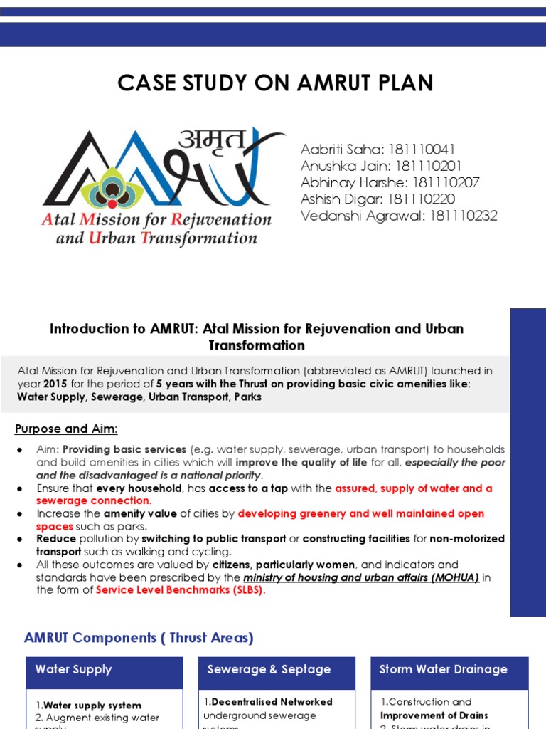 Case Study On Amrut Plan | PDF | Sewage Treatment | Water Supply