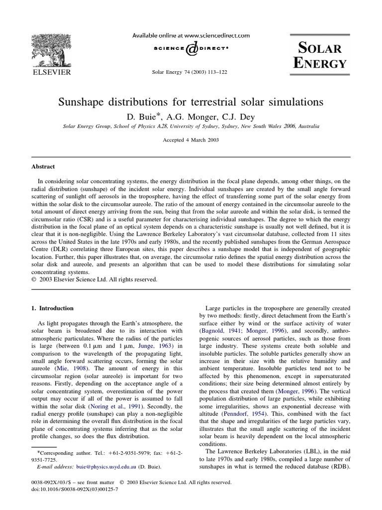Direct Normal Irradiance and Circumsolar Radiation | PDF | Particulates ...
