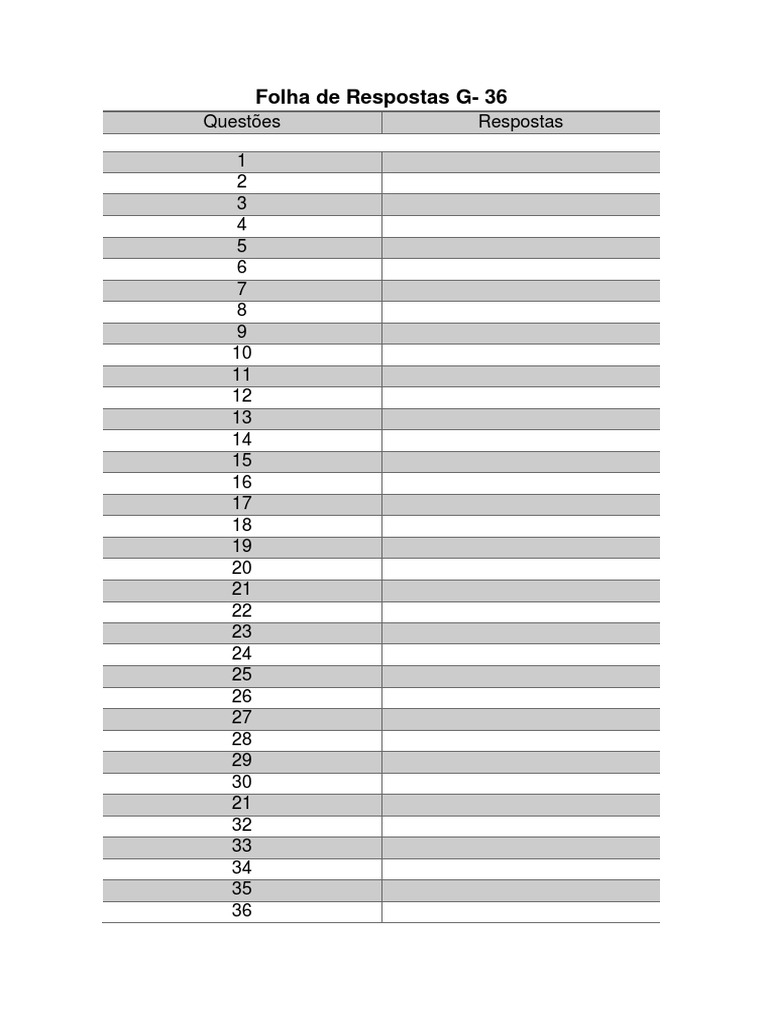 Folha de Respostas G36 | PDF