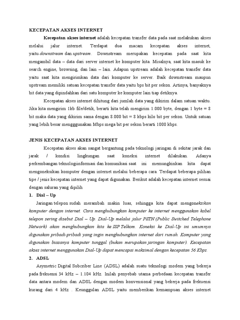 Kecepatan Akses Internet T | PDF | Teknologi & Rekayasa