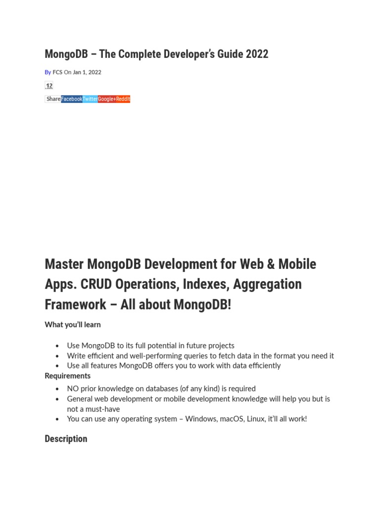 Master Mongodb Development For Web & Mobile Apps. Crud Operations ... Master Mongodb Development For Web & Mobile Apps. Crud Operations ...
