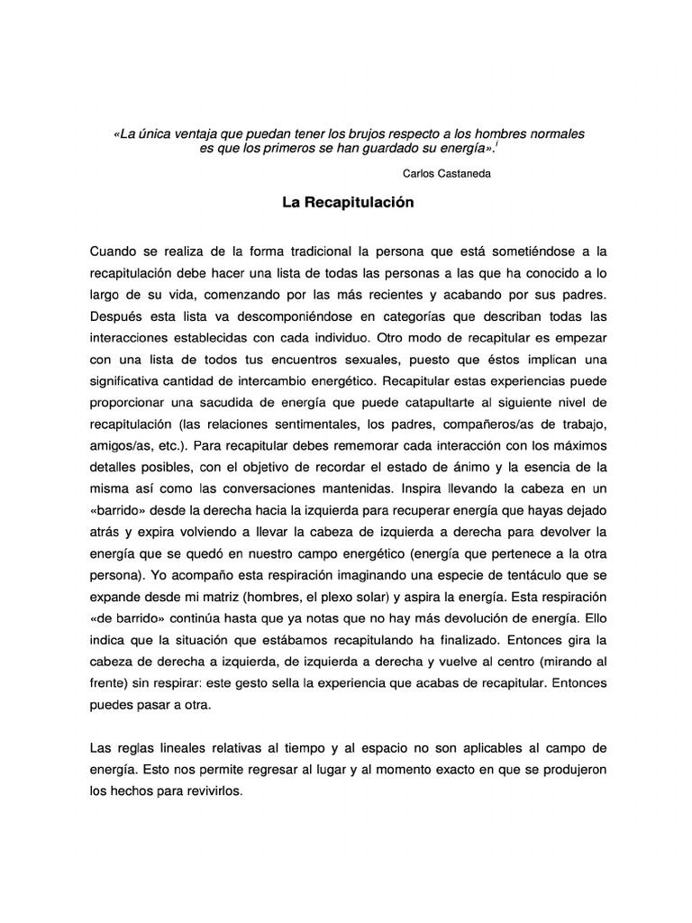 La Recapitulación - Carlos Castaneda | PDF