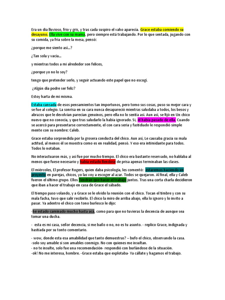 1) Escriba en Ingles Una Historia de Amor Creada Por Usted e ...