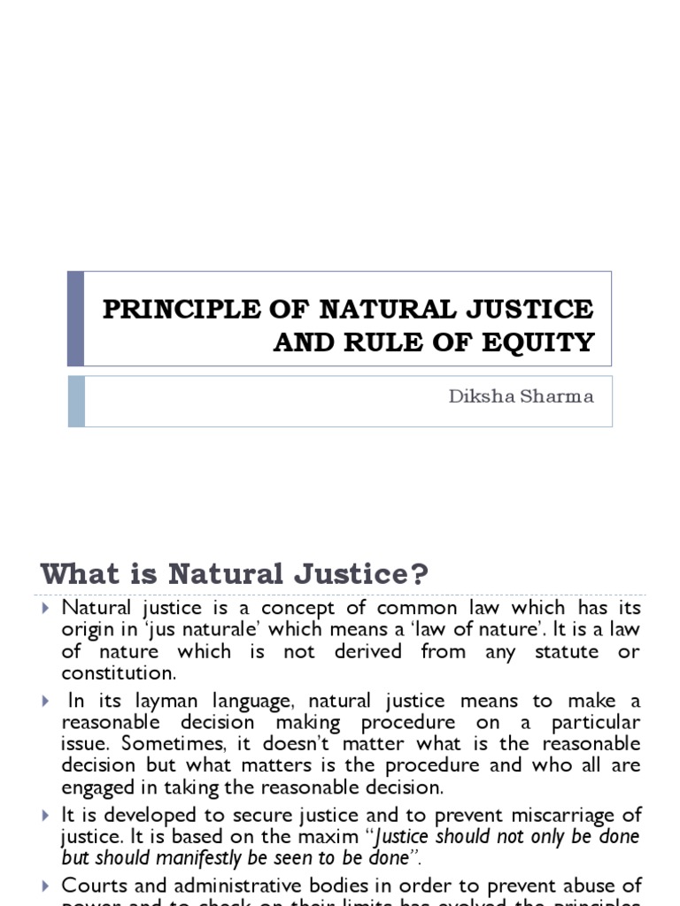 Principle of Natural Justice and Rule of Equity | Download Free PDF ...
