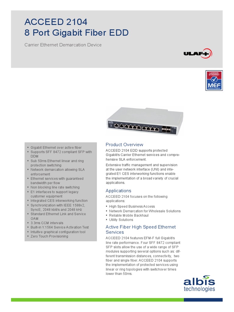 ACCEED 2104 8 Port Gigabit Fiber EDD: Carrier Ethernet Demarcation ...