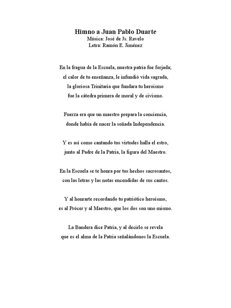 Himno A Juan Pablo Duarte | PDF