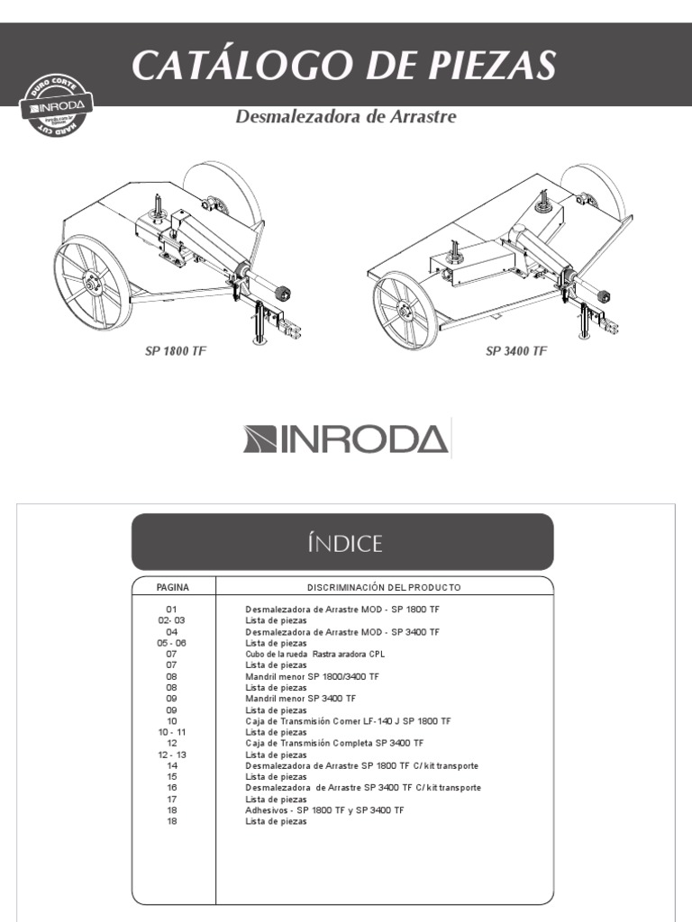 Catalogo Roçadeira Inroda SP1800-3400 | PDF | Tornillo | Física ...