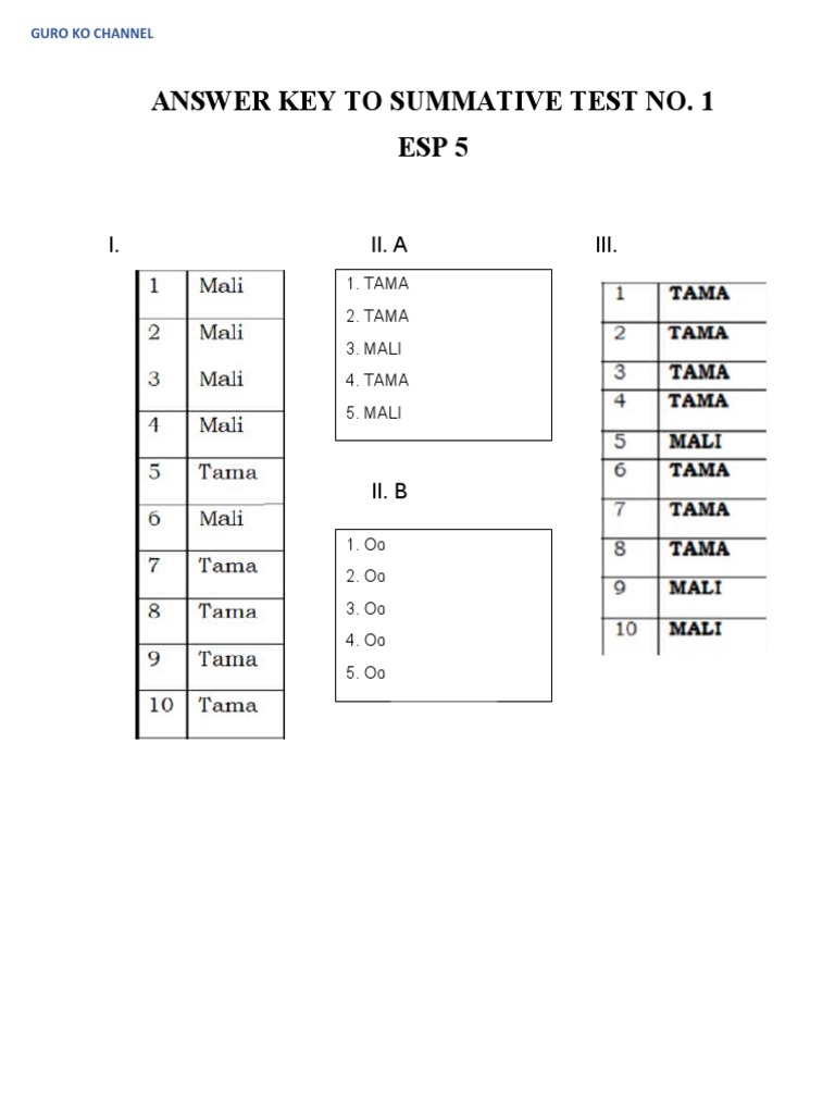 Grade 5 Answer Key | PDF