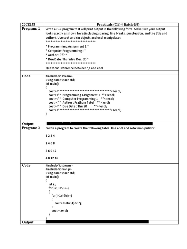 Practicals (CE-4 Batch-B4) Program: 1 | Download Free PDF | Method (Computer Programming ...