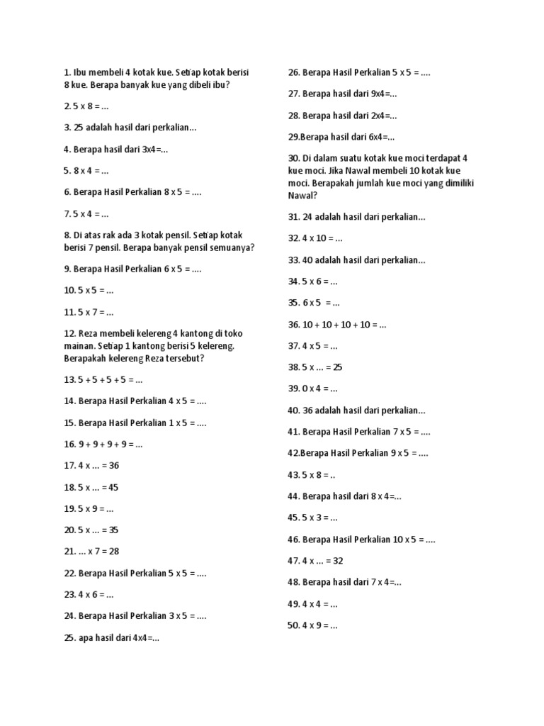 Quizizz Perkalian 1-5 (06!10!2021) | PDF Quizizz Perkalian 1-5 (06!10!2021) | PDF