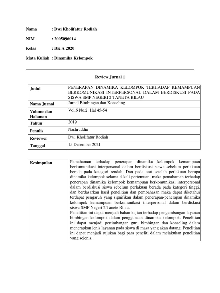 Review Jurnal DK | PDF | Karier & Perkembangan