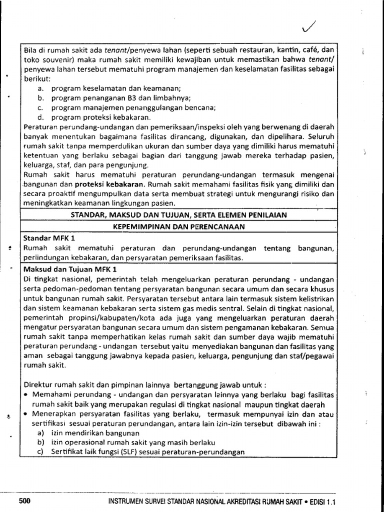 INSTRUMEN SURVEI SNARS Edisi 1.1 MFK | PDF