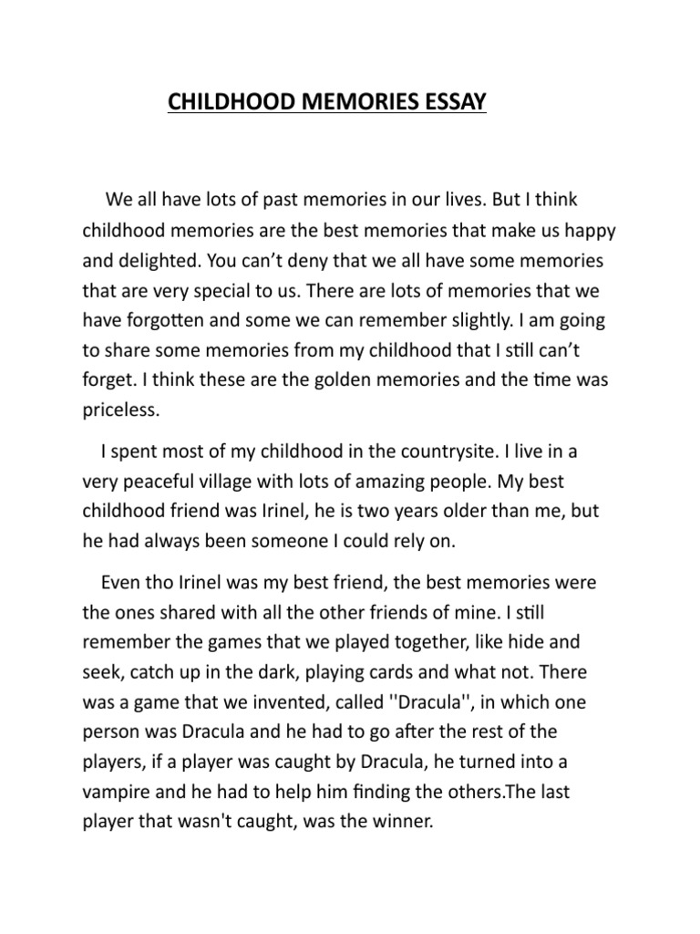 Childhood Memories Essay | PDF