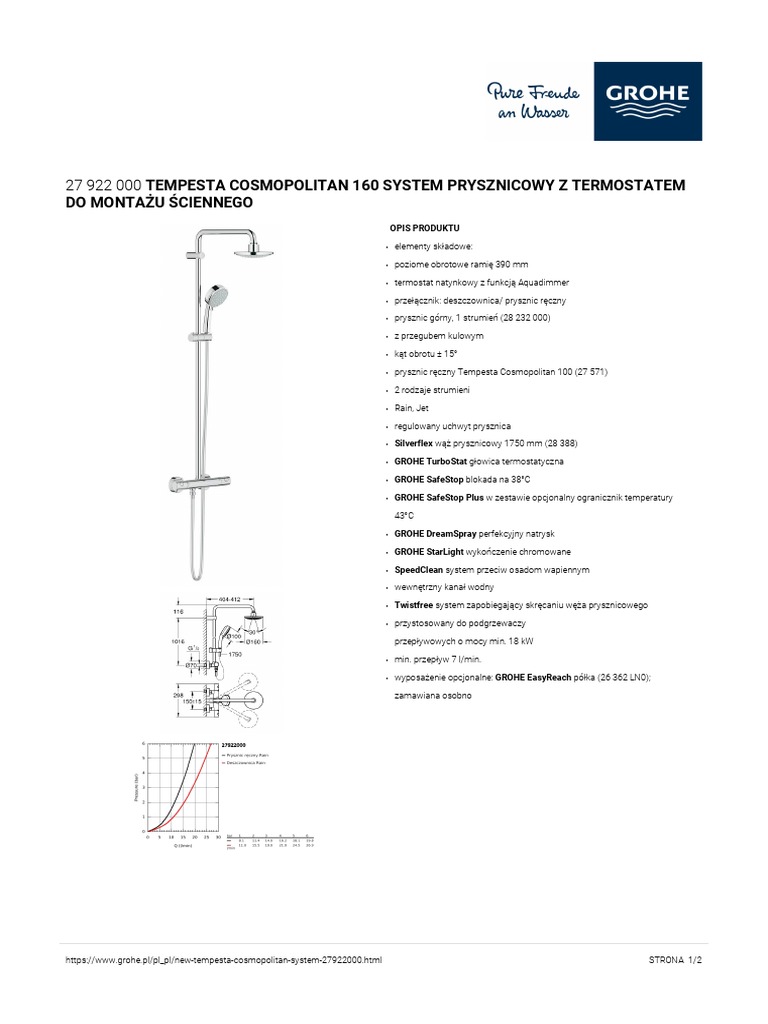 GROHE Specification Sheet 27922000 | PDF