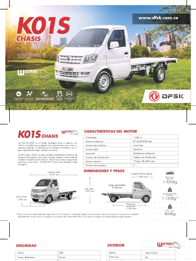 Ficha Tecnica DFSK k01s Chasis | PDF
