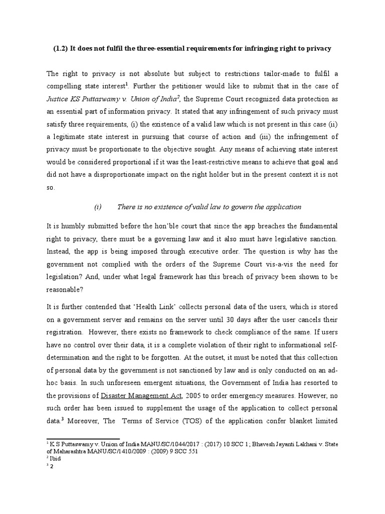 2nd Contention | PDF | Privacy | Right To Privacy