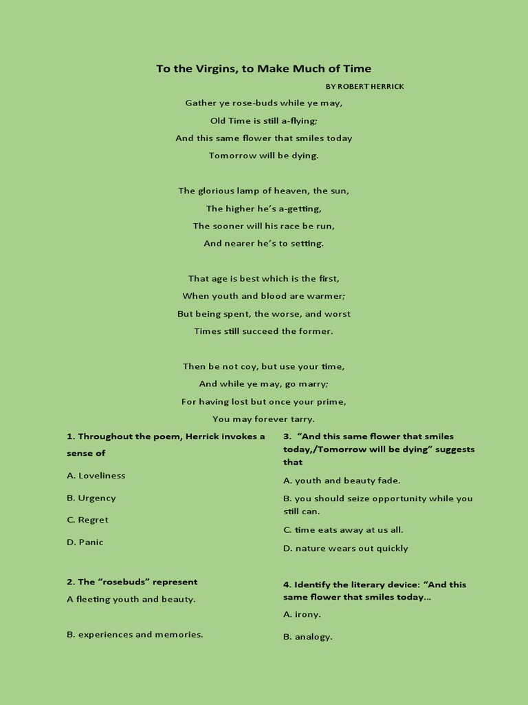 Unseen Poem Multiple Choice | PDF