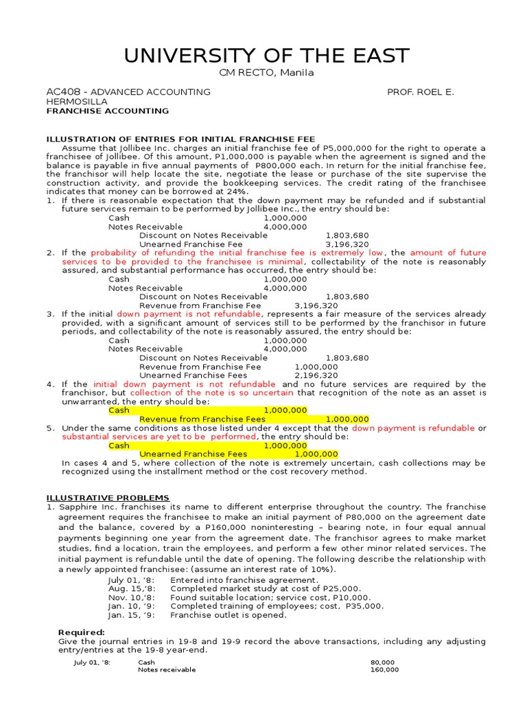 Franchise Accounting PDF Free | PDF | Franchising | Interest