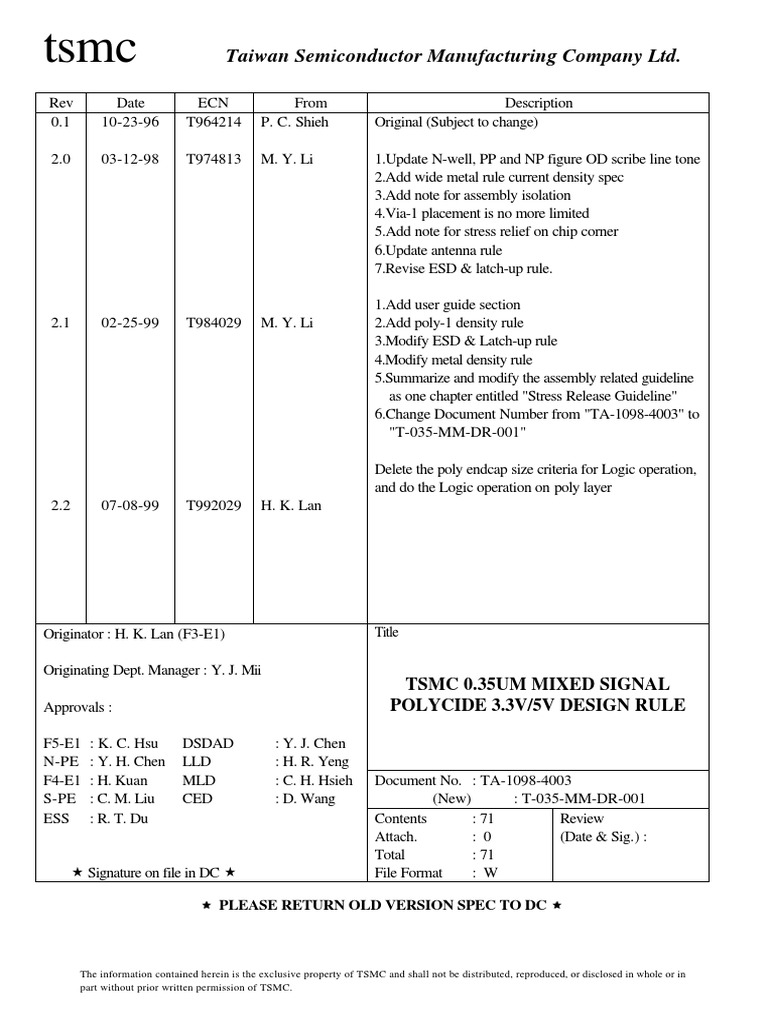 TSMC 0.35um Design Rule Guide | PDF | Semiconductor Device Fabrication ...