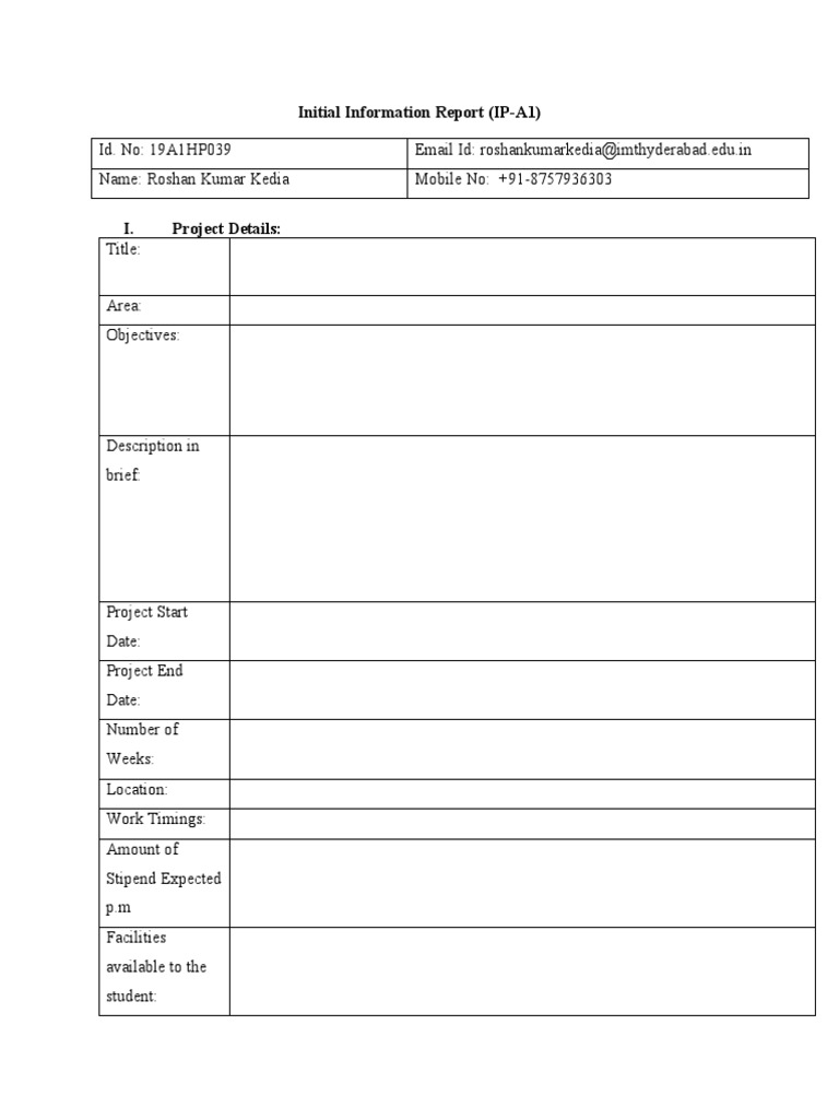 Initial Information Report (IIR) | PDF