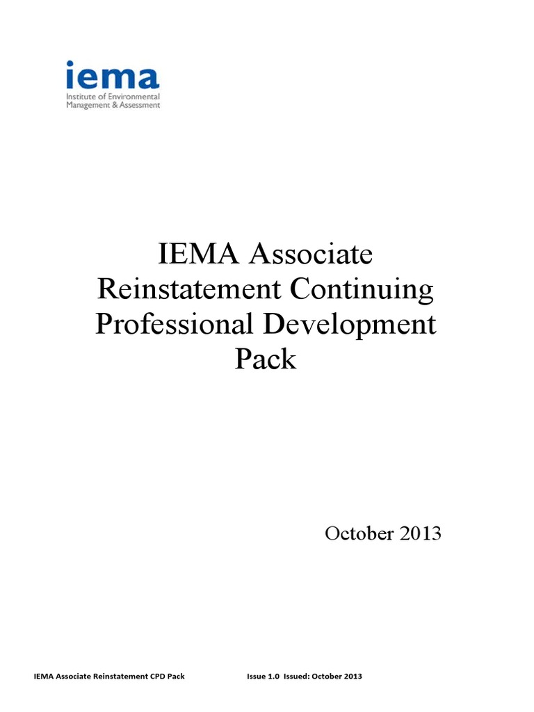 IEMA Associate Reinstatement Continuing Professional Development Pack ...
