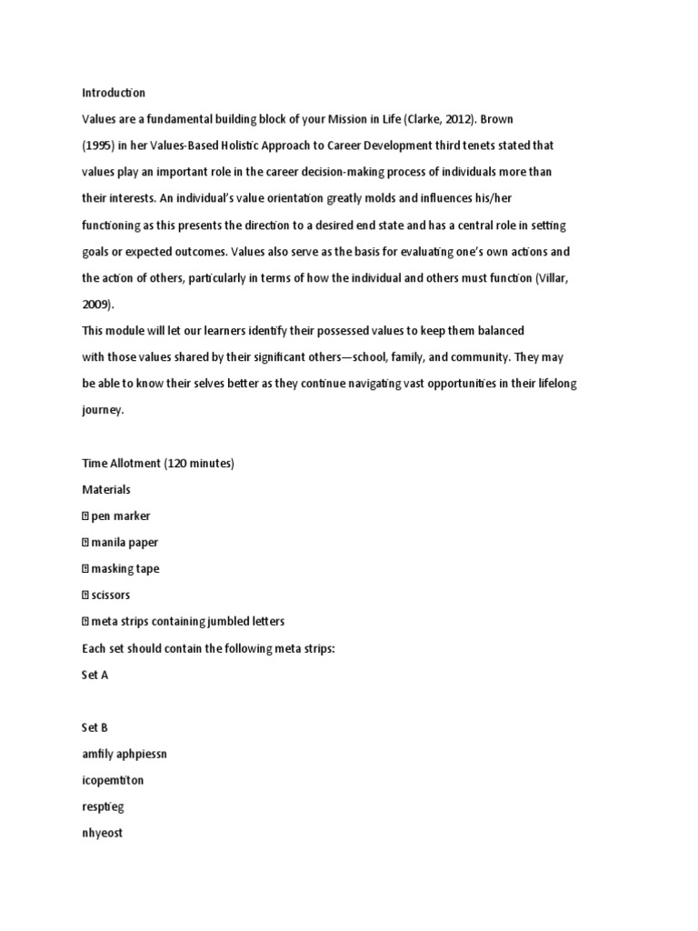 Values | PDF | Value (Ethics) | Goal