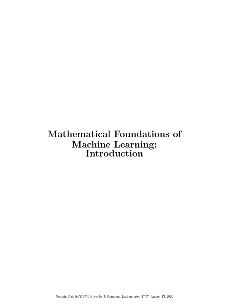 Mathematical Foundations of Machine Learning | PDF | Machine Learning ...