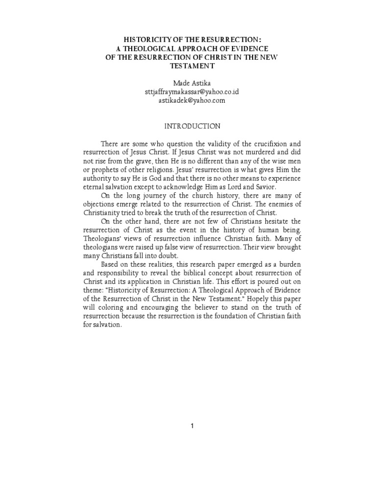 Theological Evidence of Christ's Resurrection | PDF | Resurrection Of ...