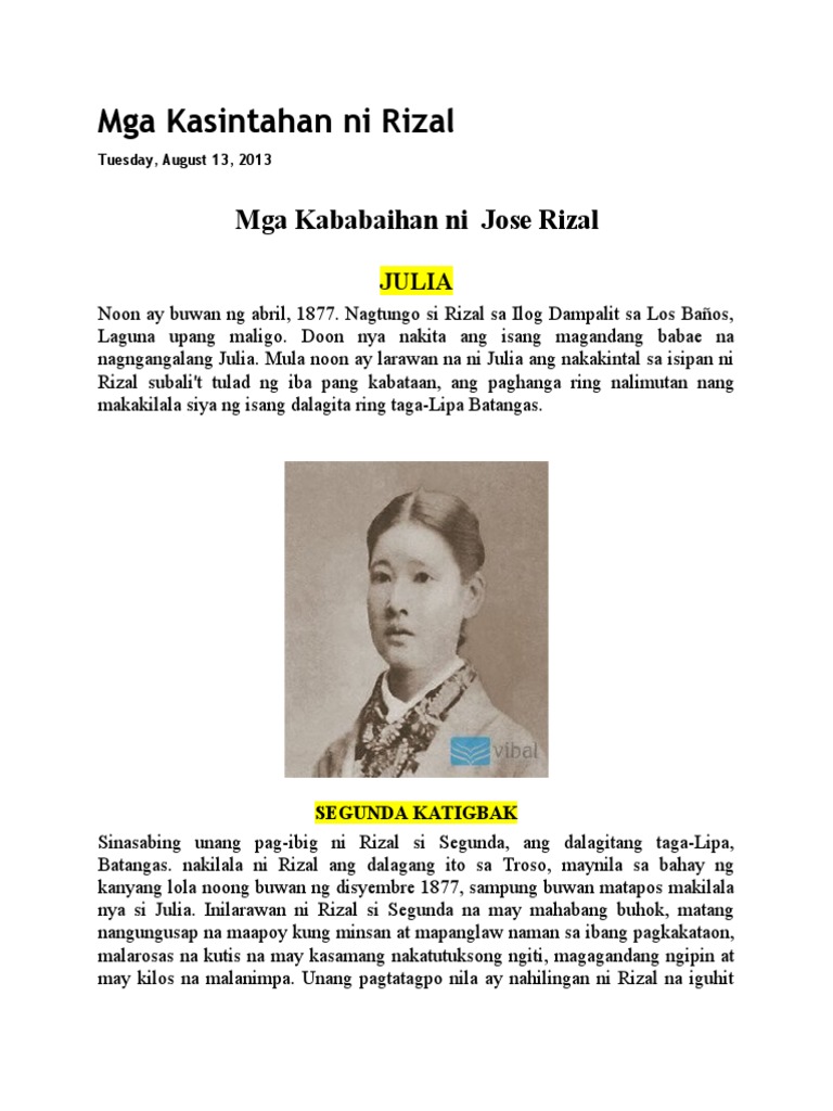 Mga Kasintahan Ni Rizal | PDF