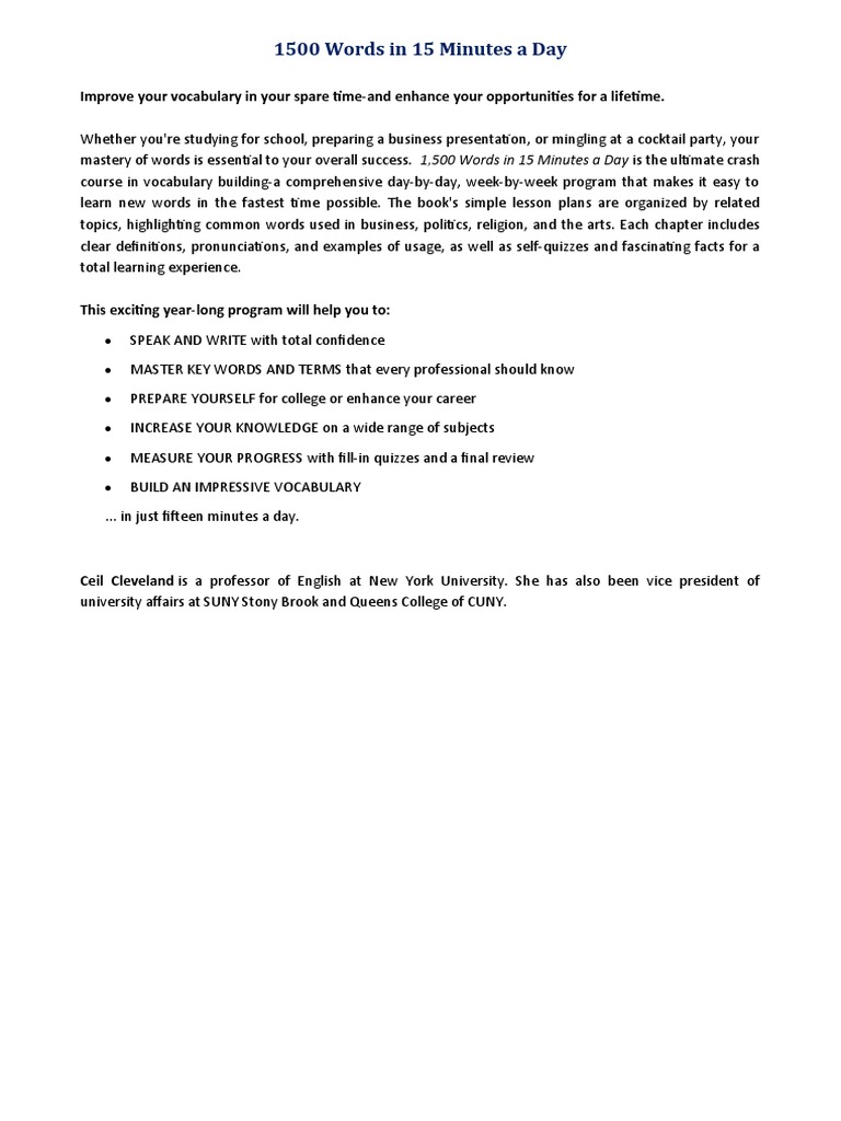 1500 Words in 15 Minutes Daily Guide | PDF