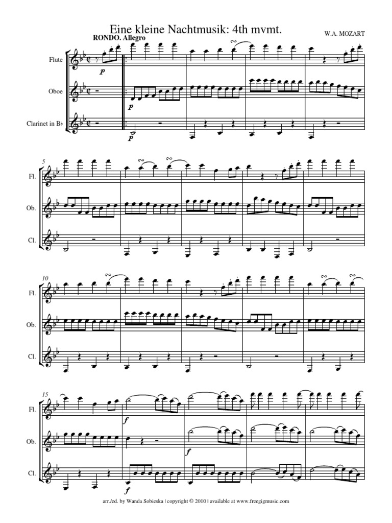 Eine Kleine Nachtmusik: 4th MVMT.: RONDO. Allegro | PDF | Musical Keys ...