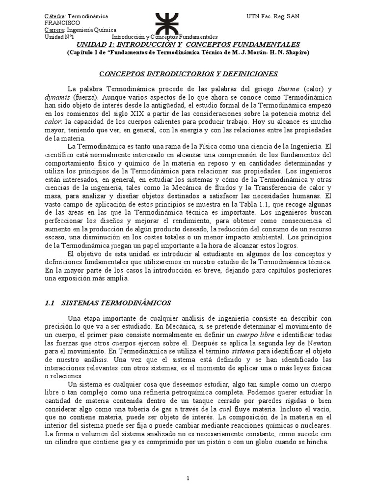 Unidad 1 Introducción Y Conceptos Fundamentales Pdf Termodinámica 7290