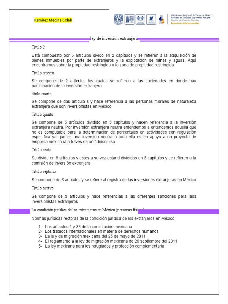 Ley de Inversión Extranjera | PDF