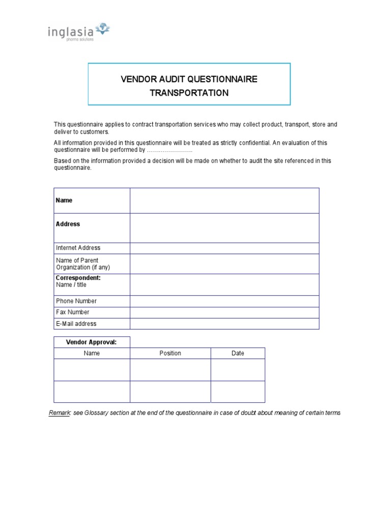 Healthcare Transportation - GDP Questionnaire | PDF | Packaging And ...