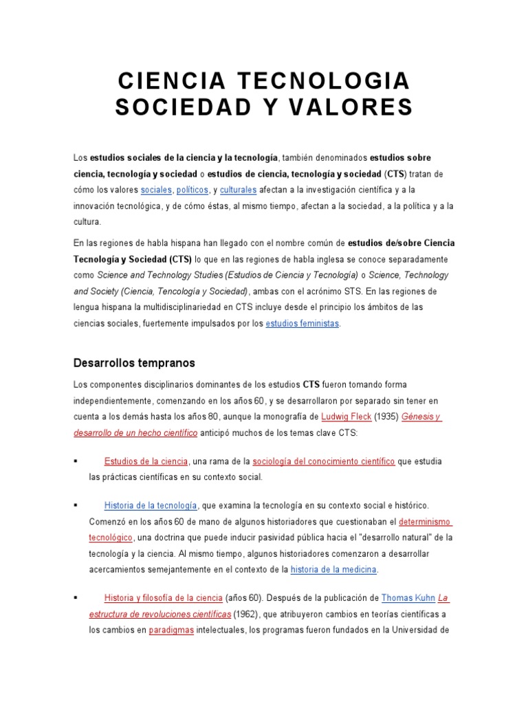 Ciencia Tecnologia Sociedad y Valores | PDF | Science | Academia