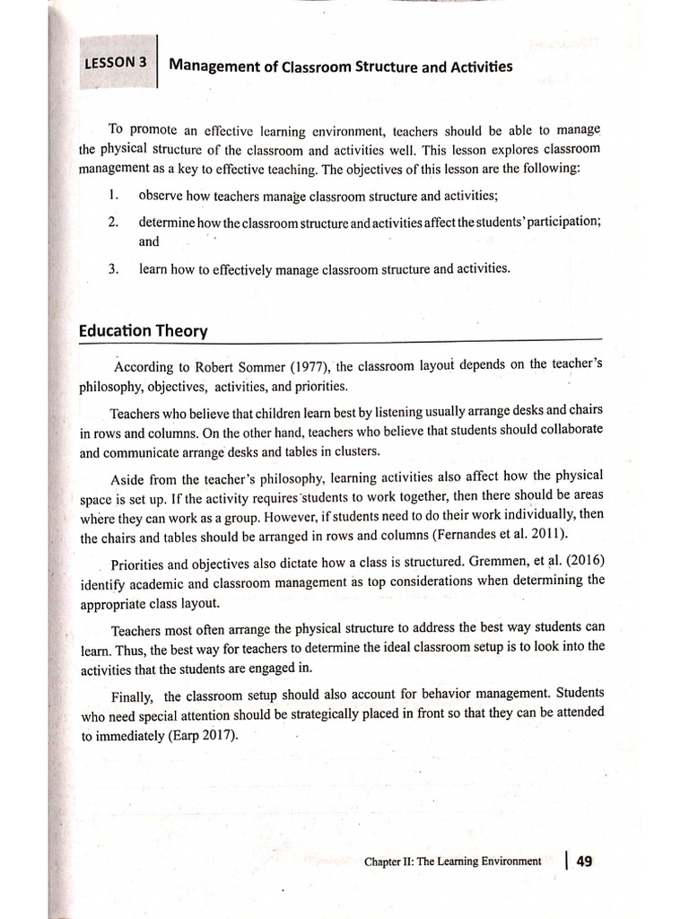 (Notes) Management of Classroom Structure and Activities | PDF